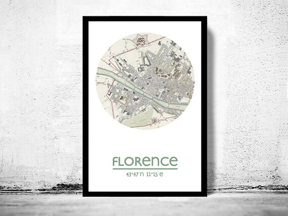 FLORENCE City Poster City Map Poster Print Vintage | Etsy