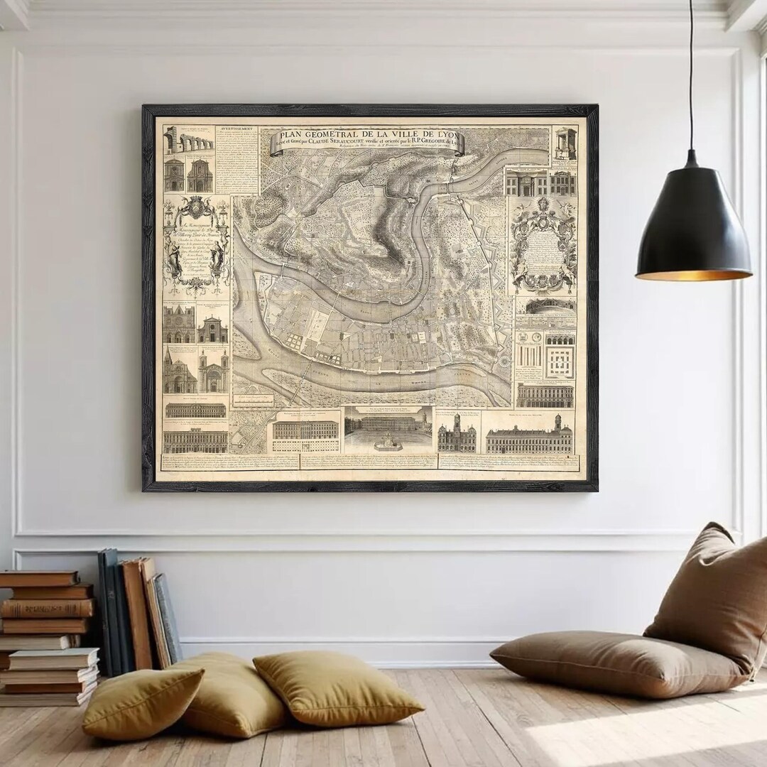 Old Map of Lyon France 1740 Vintage Map of Lyon | Wall Map Print - Etsy