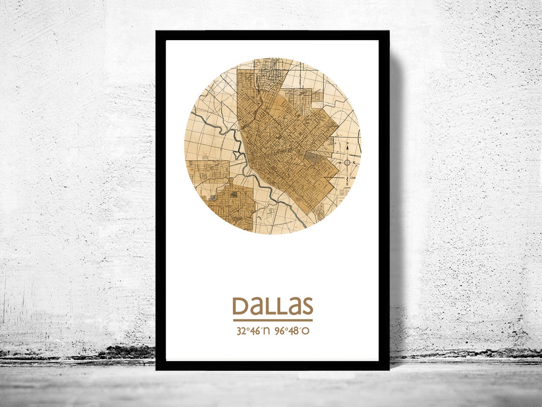 DALLAS City Map Poster Print, Travel Prints, Housewarming Gift, Gifts ...
