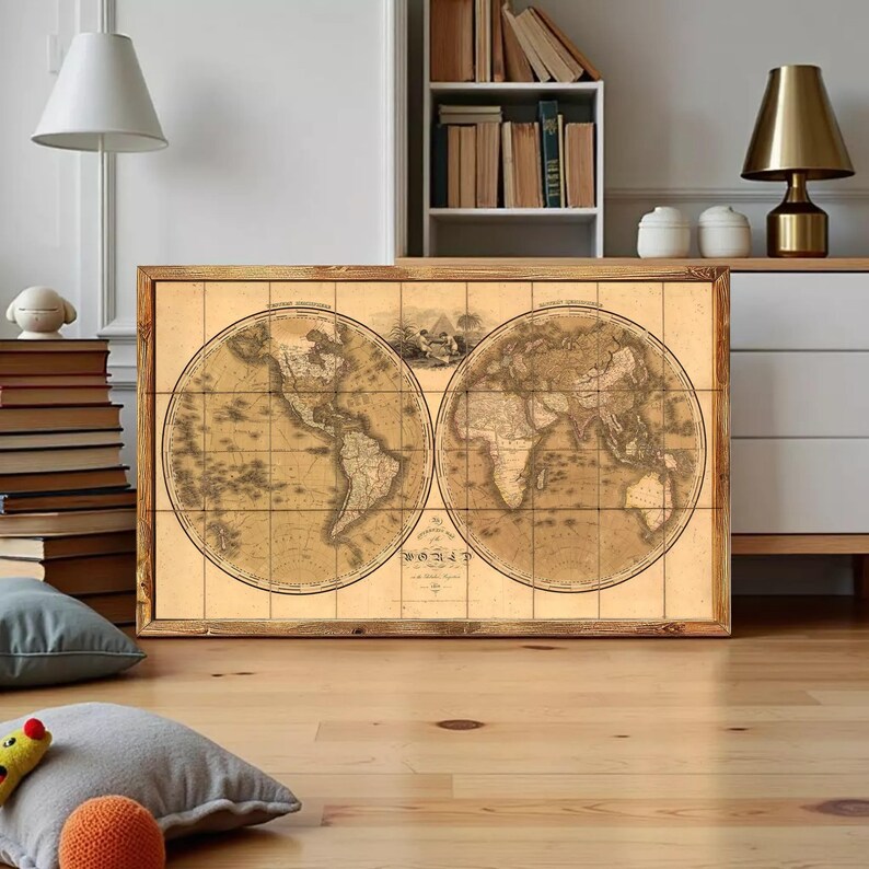 Antique World Map Print | 1819 Vintage Style - Etsy