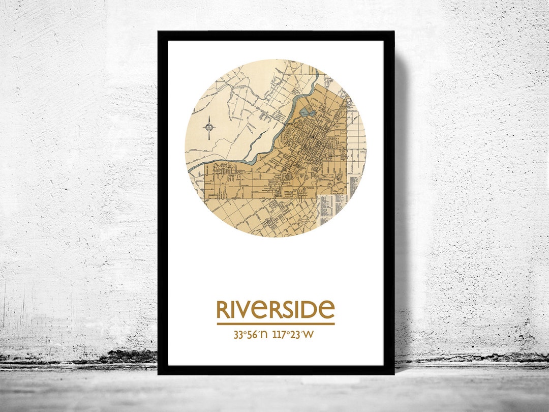 RIVERSIDE City Poster City Map Poster Print Vintage - Etsy
