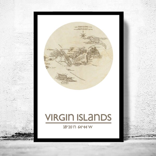 Virgin Islands Map - Etsy