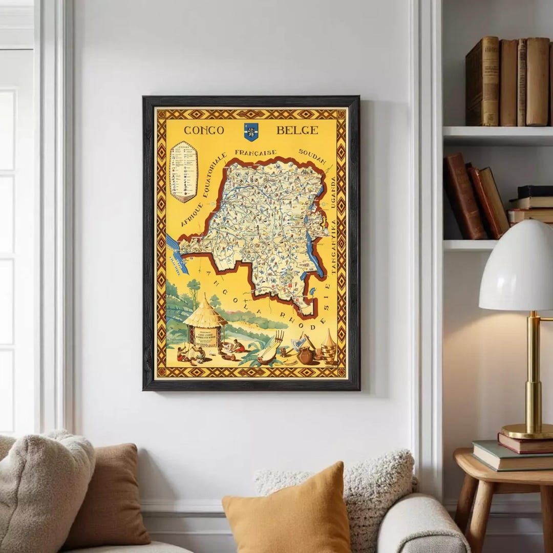 Old Map of Belgian Congo Congo Belge Central Africa 1949 | Wall Map ...