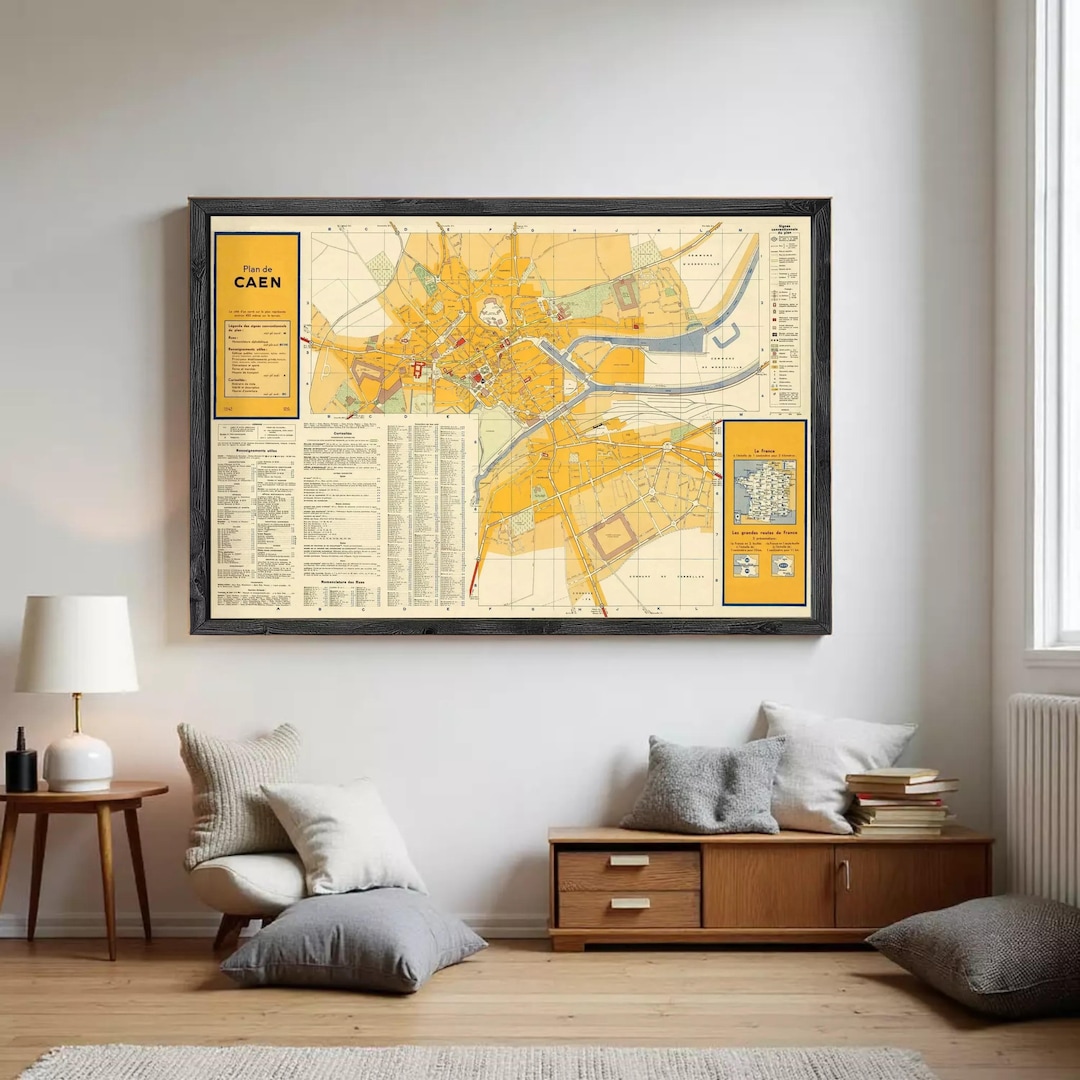 Caen France Map Print | 1942 Vintage Wall Art - Etsy