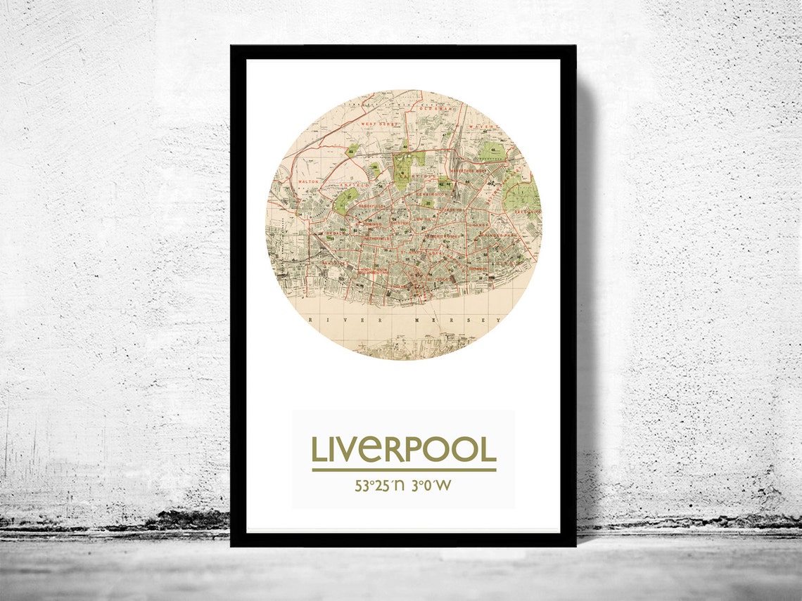 LIVERPOOL City Poster City Map Poster Print Vintage Poster Wall Art ...