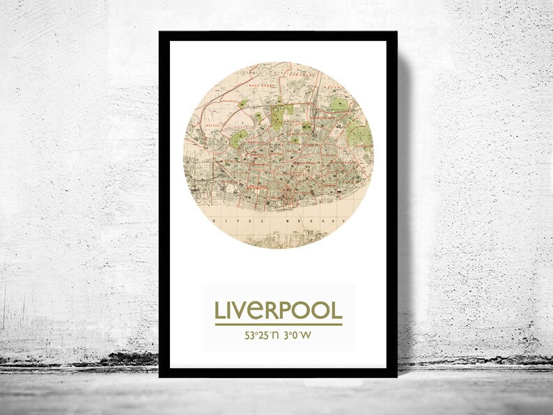 LIVERPOOL City Poster City Map Poster Print Vintage Poster Wall Art ...
