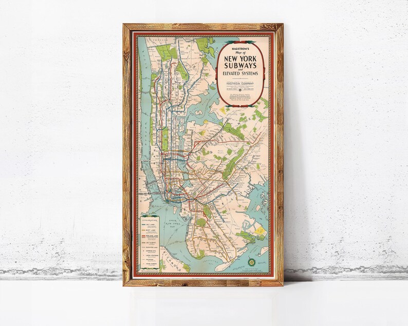 1939 New York Subway Map | Vintage Underground Wall Art Print - Etsy