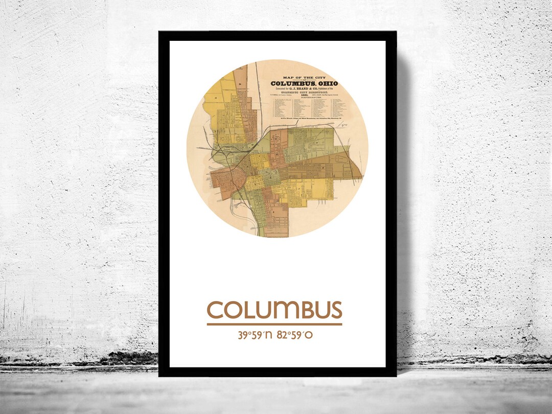 COLUMBUS OHIO City Map Poster Print, Travel Prints, Housewarming Gift ...