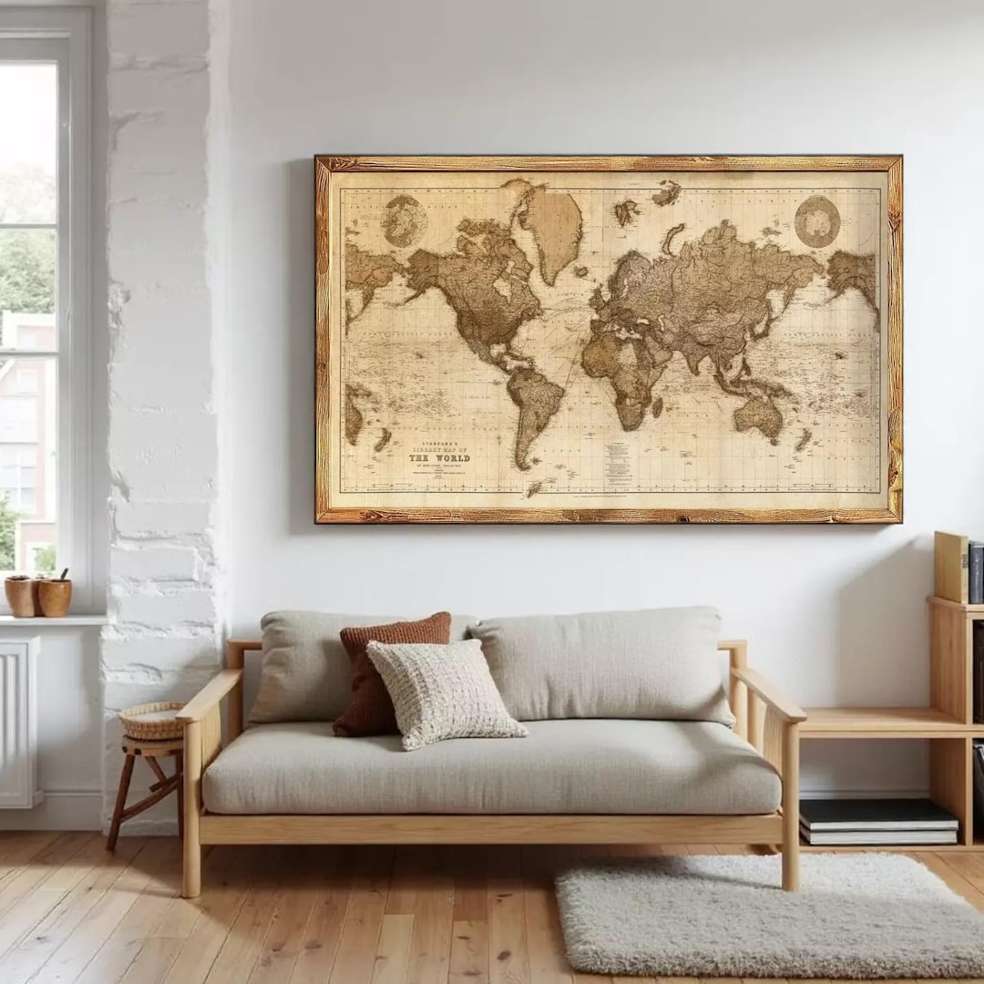 Magnificient World Map Vintage Atlas 1898 Mercator Projection | Vintage ...