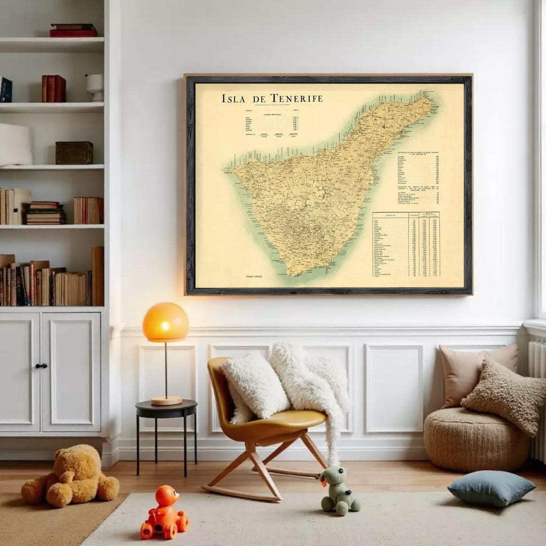 Vintage 1910 Tenerife Canary Islands Map | Spanish Wall Art Print - Etsy