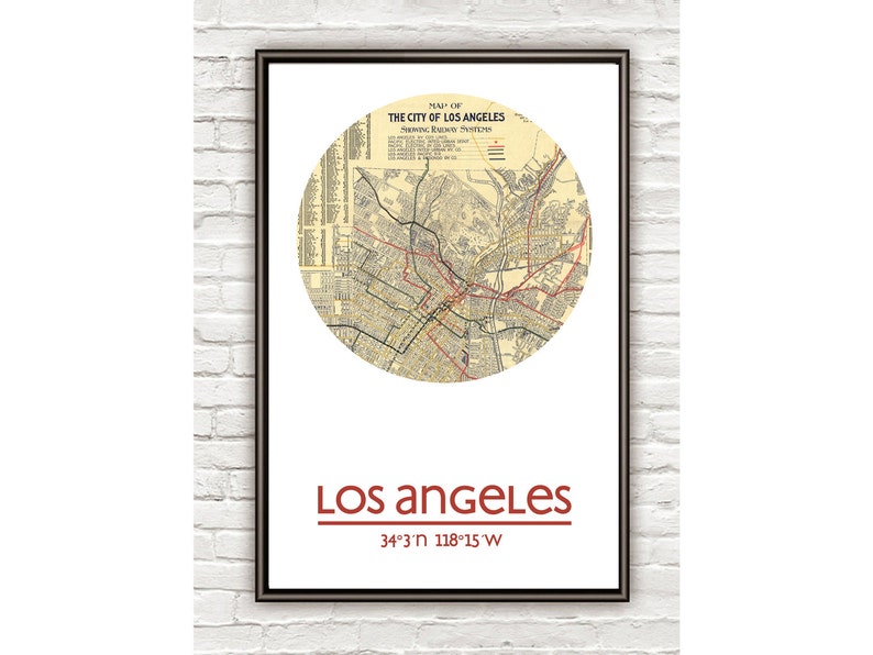 LOS ANGELES (2)- City Poster - City Map Poster Print | Vintage Poster ...