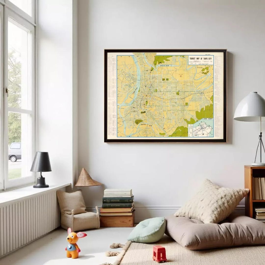 Old Map of Taipei Taiwan Touristic Guide Map | Wall Map Print - Etsy