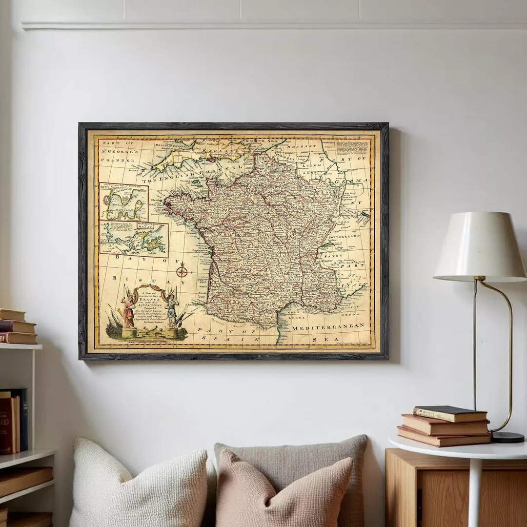 Vintage Map of France | 1747 Vintage Wall Art Print - Etsy UK