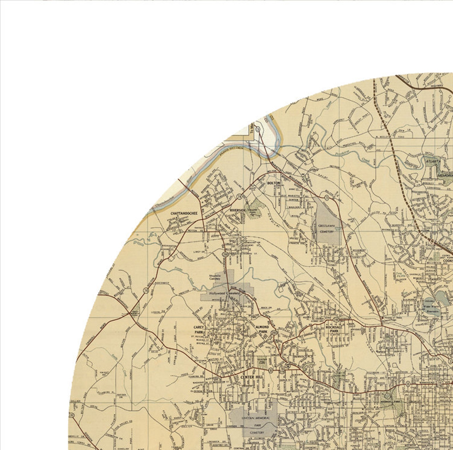 ATLANTA City Poster City Map Poster Print Vintage Poster - Etsy