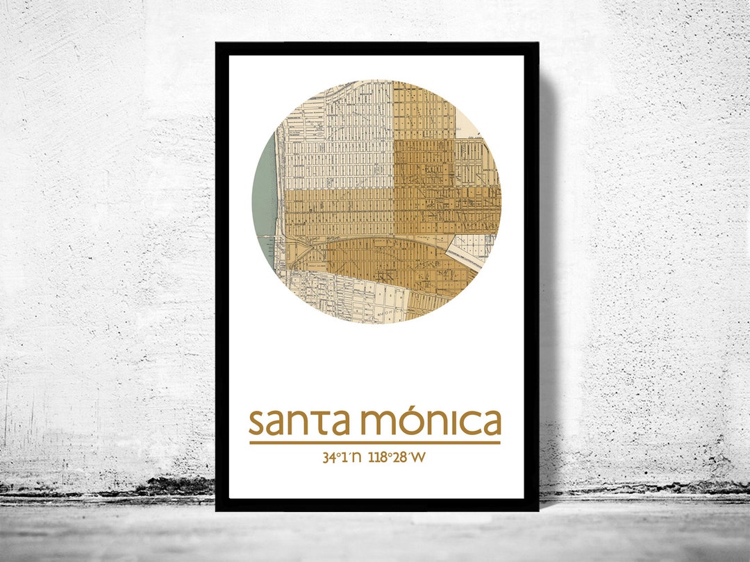 SANTA MONICA City Map Poster Print, Travel Prints, Housewarming Gift ...
