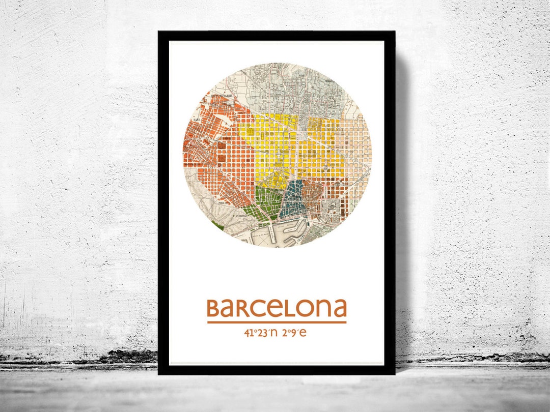 BARCELONA City Map Poster Print, Travel Prints, Housewarming Gift ...