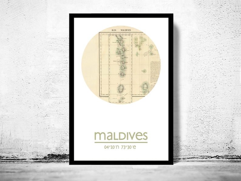 MALDIVES City Poster City Map Poster Print Vintage Poster Wall Art ...