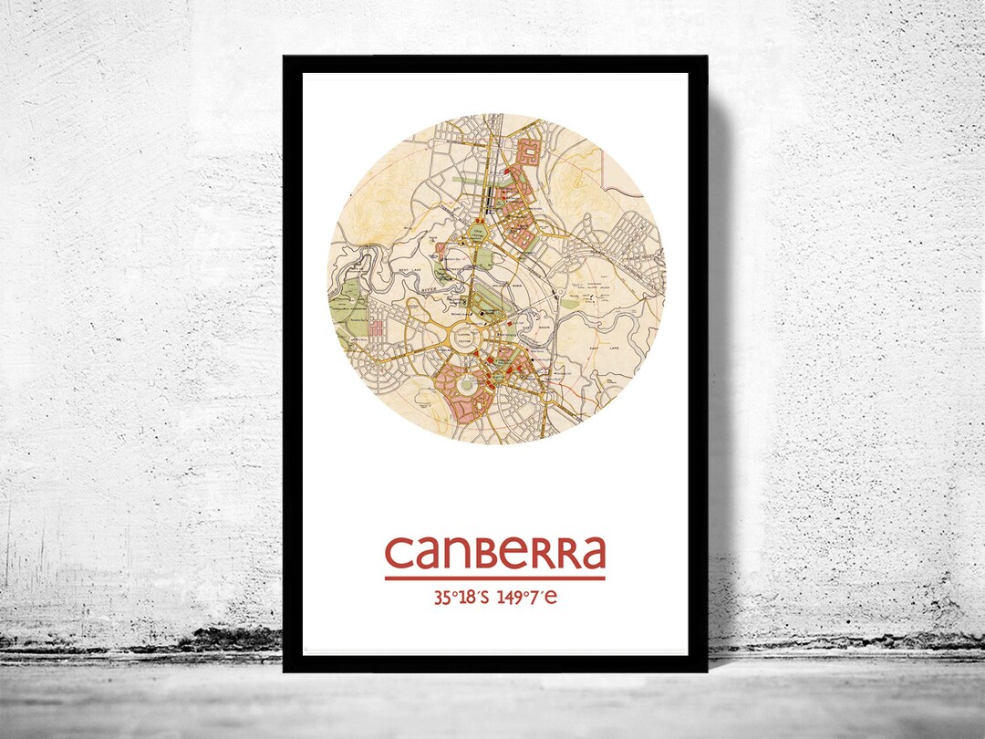 CANBERRA City Map Poster Print, Travel Prints, Housewarming Gift, Gifts ...