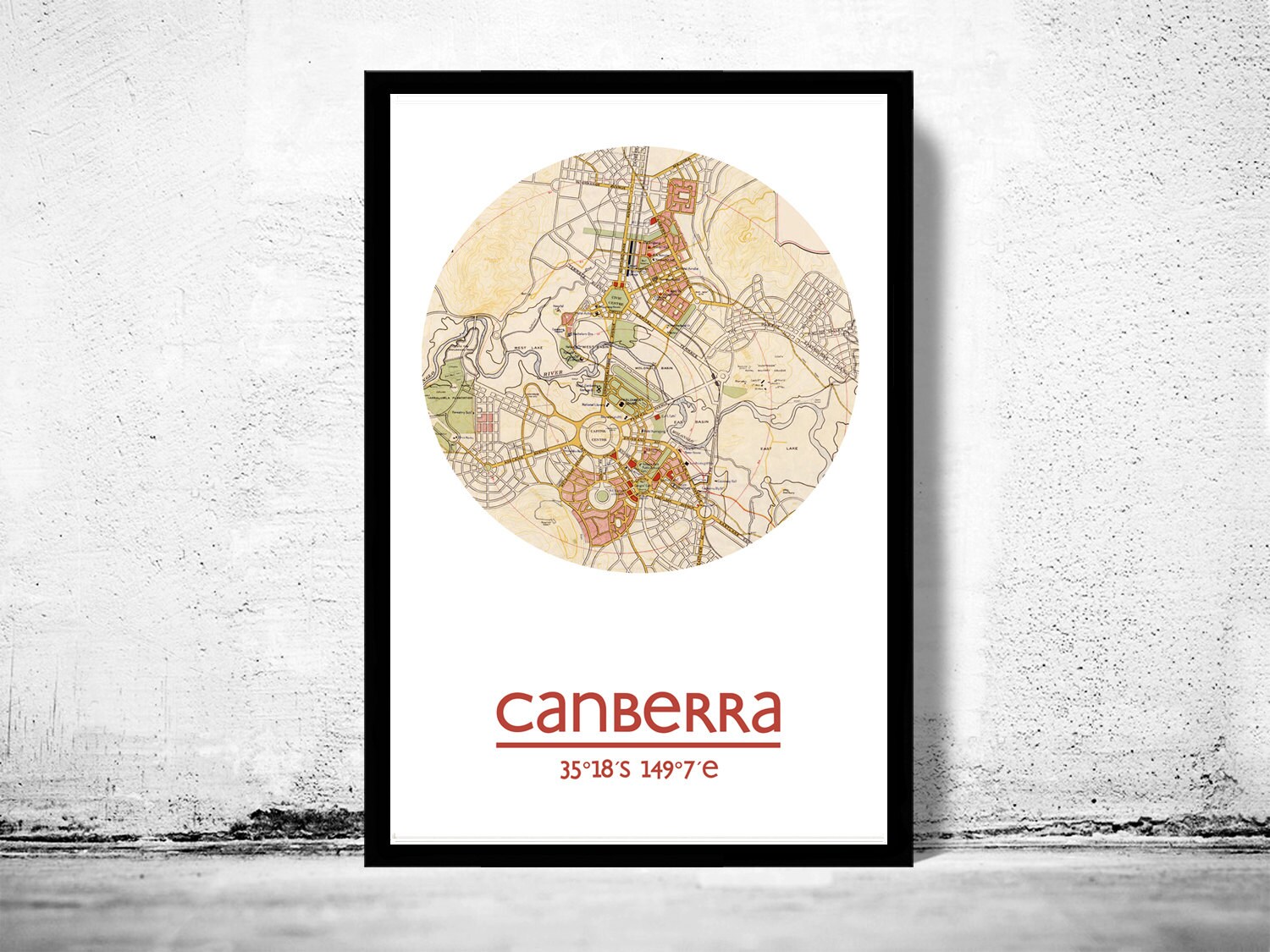 CANBERRA City Map Poster Print, Travel Prints, Housewarming Gift, New ...