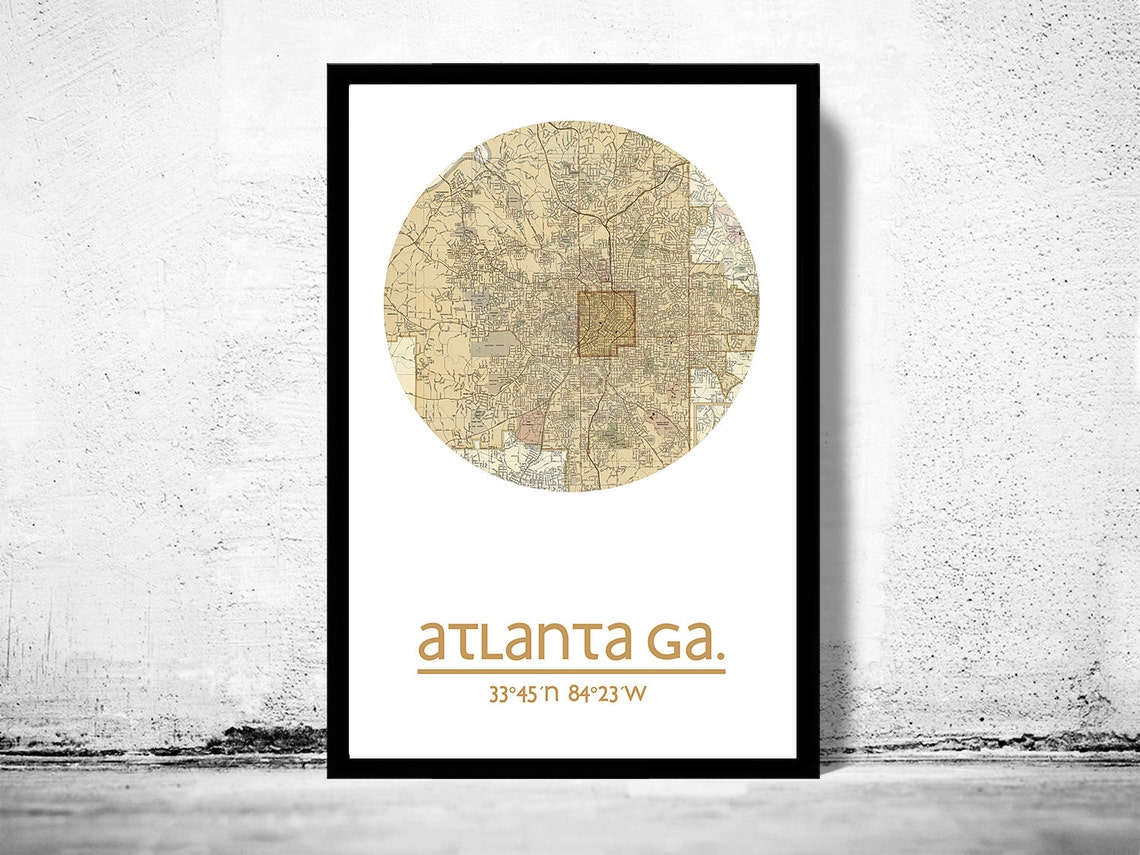 ATLANTA City Poster City Map Poster Print Vintage Poster - Etsy