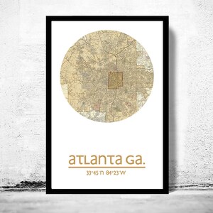 ATLANTA City Poster City Map Poster Print Vintage Poster - Etsy