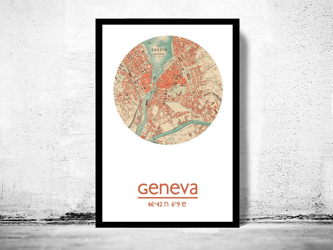 GENEVA City Poster City Map Poster Print Vintage Poster Wall Art Print ...