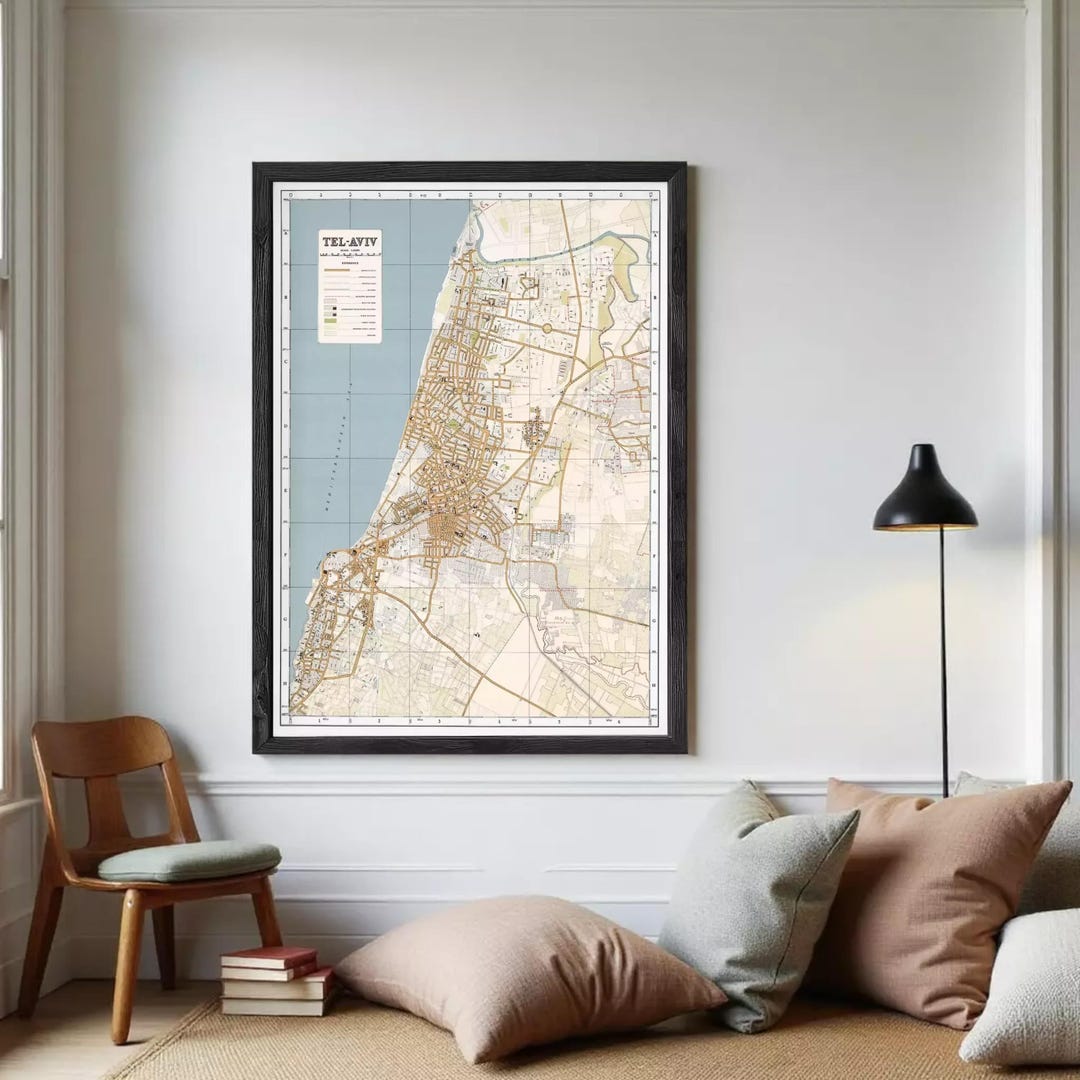 Old Map of Tel Aviv Israel | Wall Map Print - Etsy