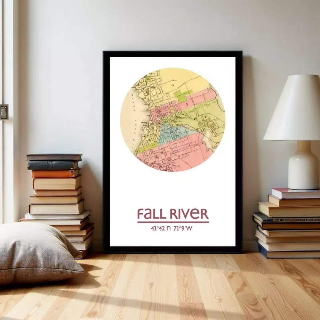 Fall River City Map Art Print: Massachusetts Travel Poster - Etsy UK
