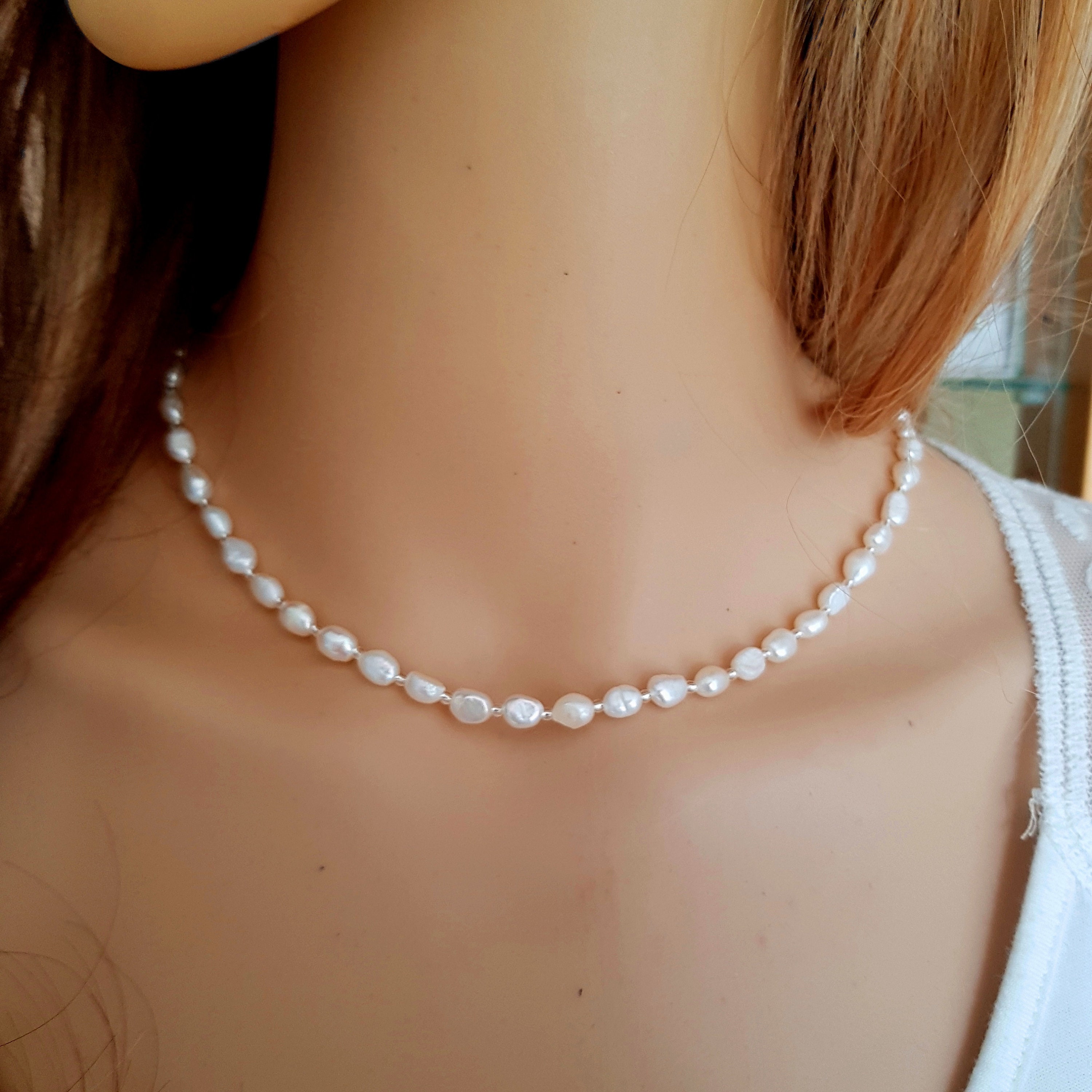 Baroque Freshwater Pearl Necklace Choker 18k Gold Fill Simple Etsy