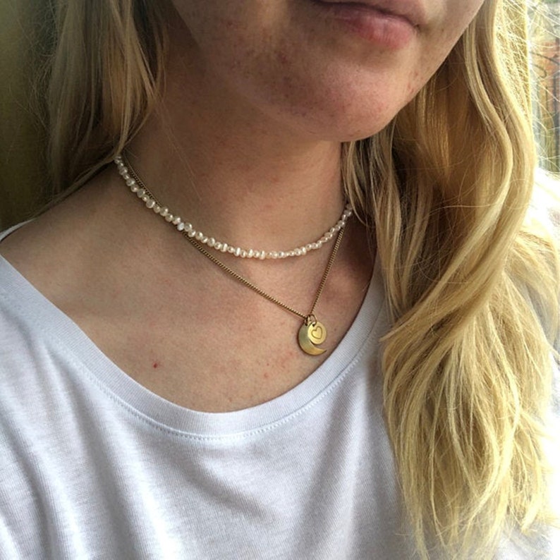 Tiny Freshwater Pearl Choker Necklace Simple Pearl Bridal Etsy Uk