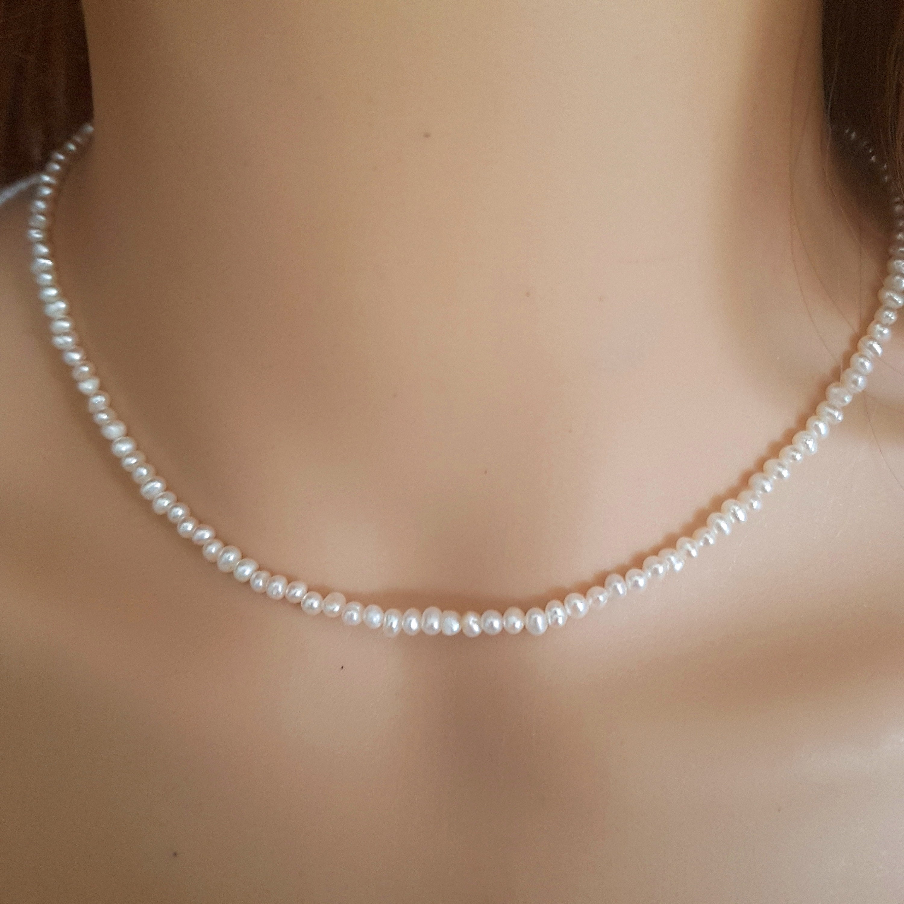 Tiny Freshwater Pearl Choker Necklace Simple Pearl Bridal Etsy