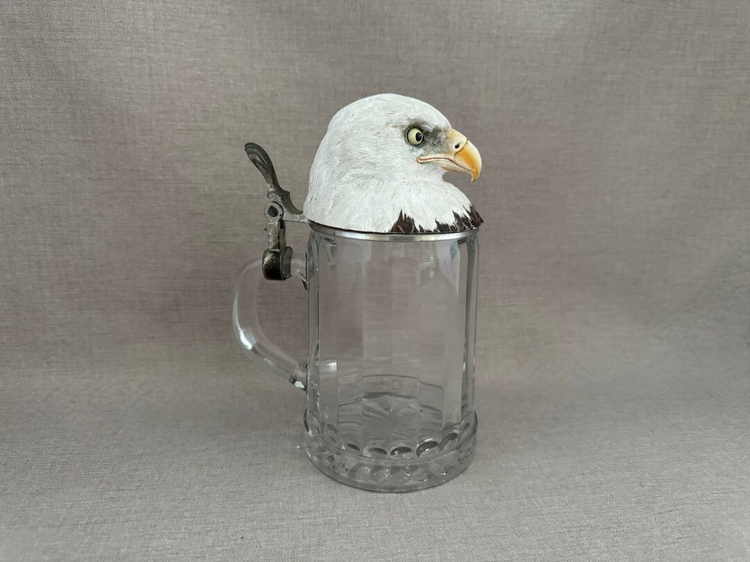 Alwe German Beer Stein: Patriotic Eagle Head Pewter Lid Tankard - Etsy