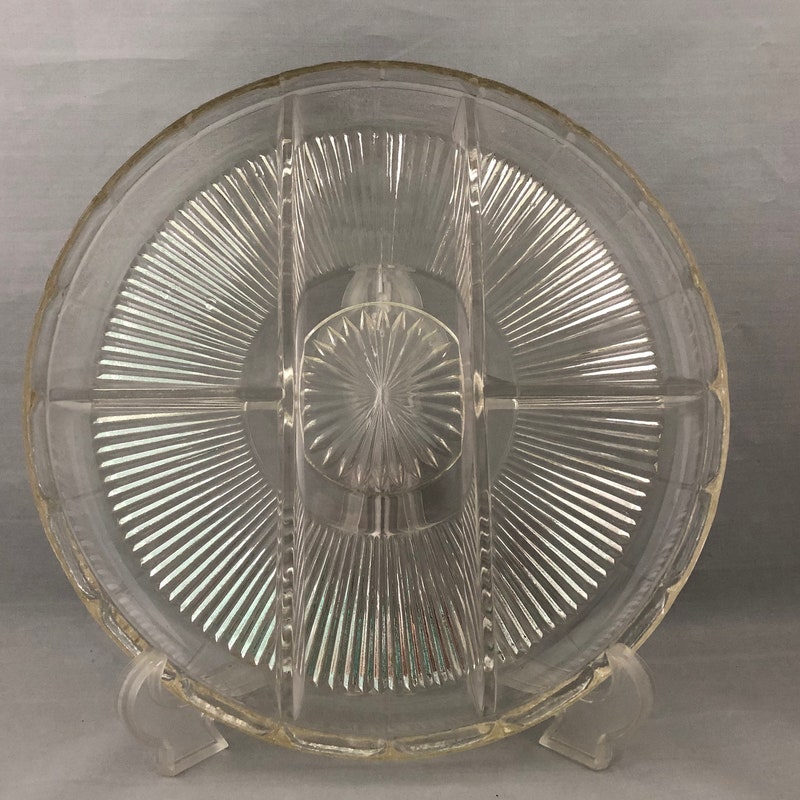Pressed Glass Divided Dish - Etsy