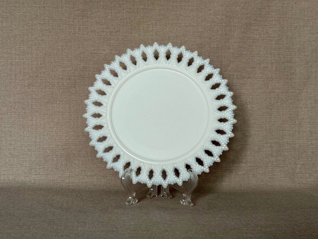 Kemple Glass Co 7 1/4" White Milk Glass Plate Mid Century American Made ...