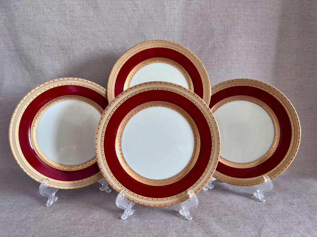 Mikasa French Embassy Red Bread Plates (set of 4) - Gold Encrusted ...