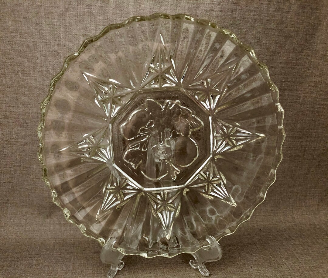 Federal Glass Co. 8" 1940s PLATE W Ruffled Edges & Fruit Design to Use ...
