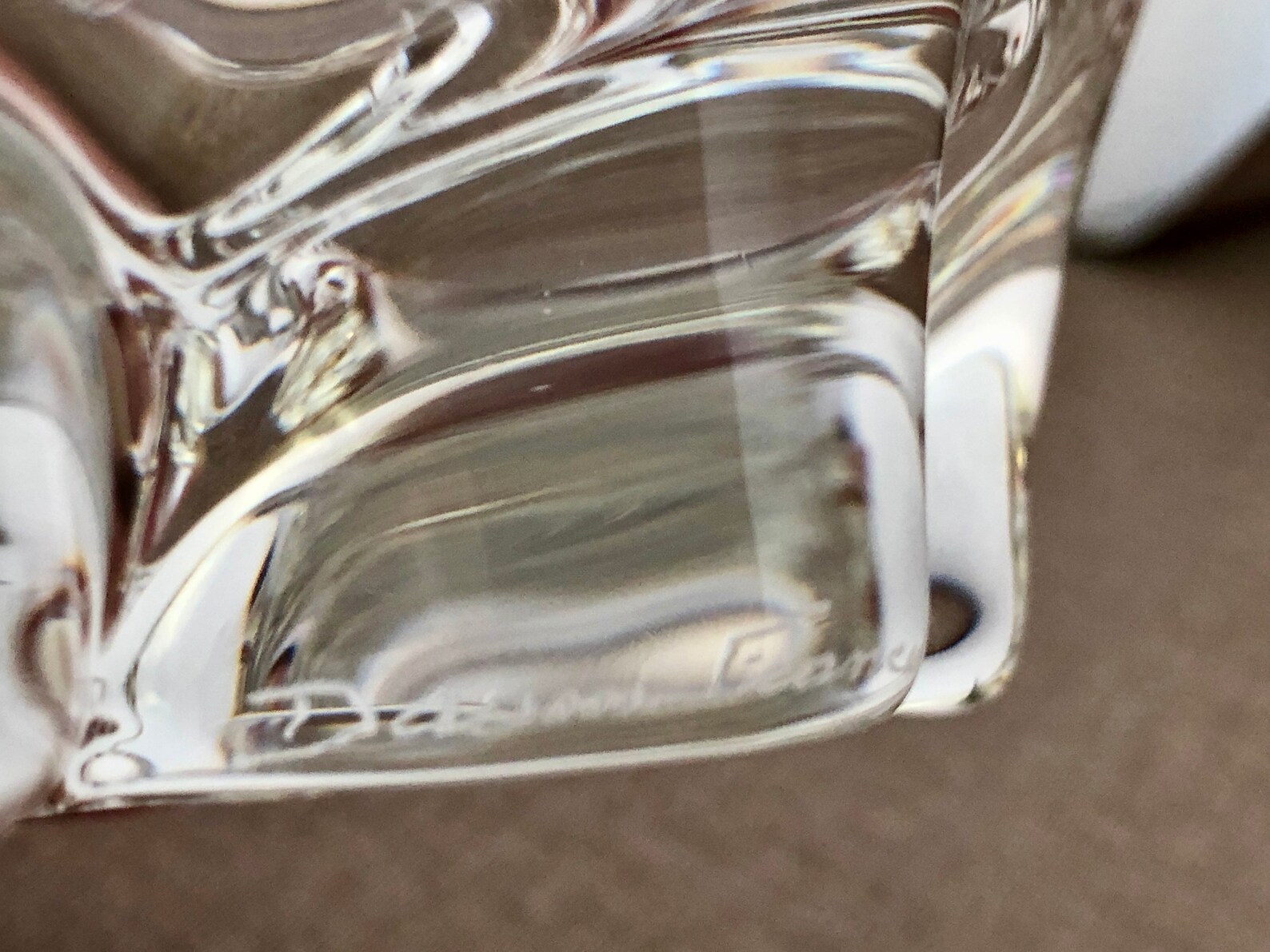 DAUM French CRYSTAL Spade Leaf Candy or Nut Bowl Dish Heavy Clear Glass ...