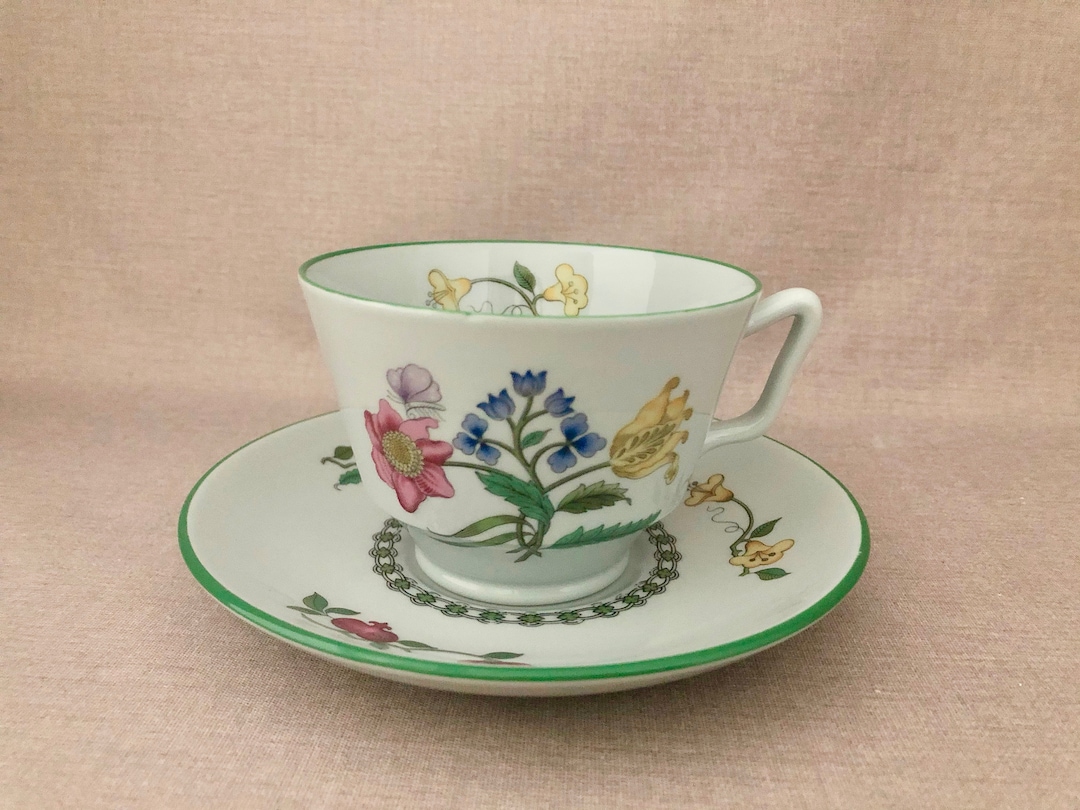 SPODE Tea CUP & SAUCER English Stoneware Summer Palace Collection W150 ...