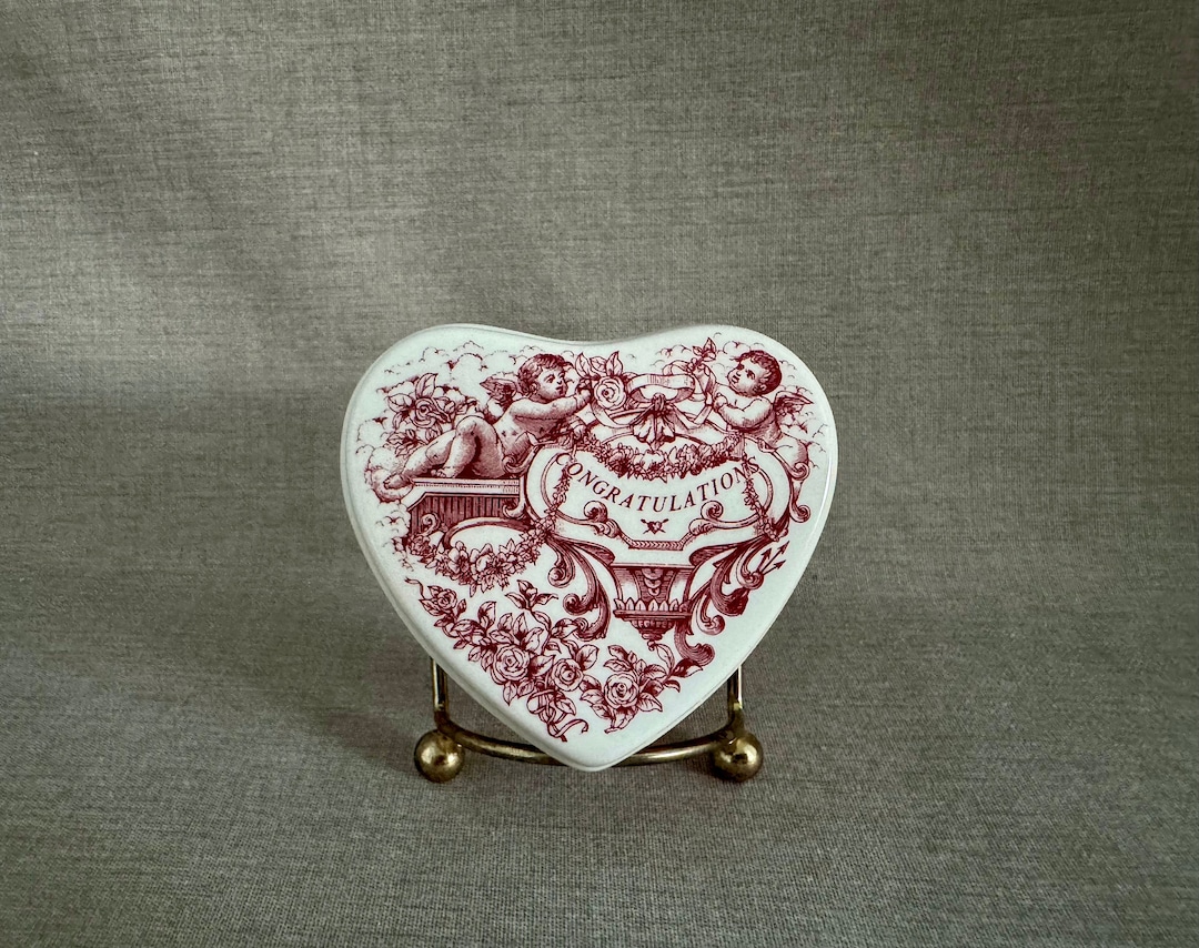 SPODE HEART Shape English Earthenware Trinket BOX Archive Collection ...