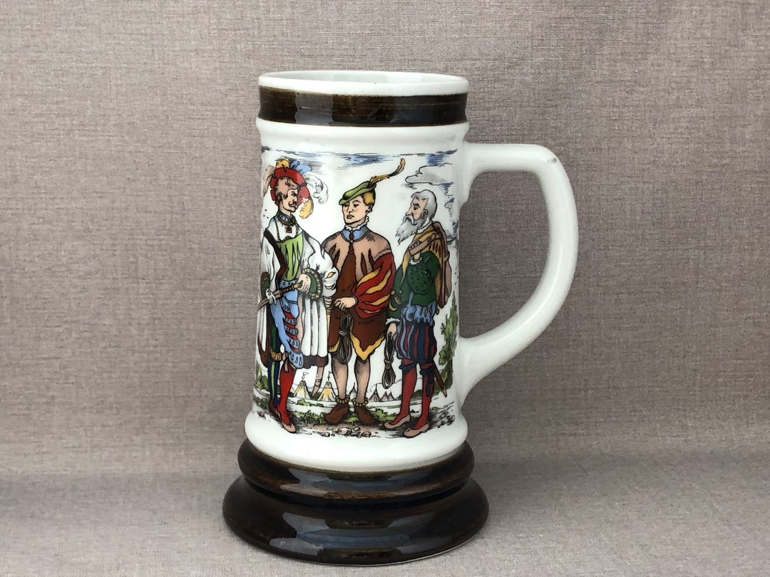 Tall 1 Liter German BEER TANKARD Mug Colorful Barware Renaissance ...