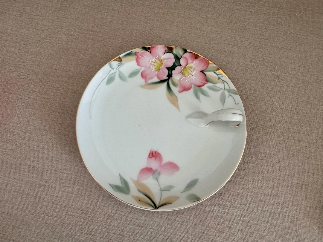 MORIMURA Noritake Azalea CHINA Lemon Serving PLATE W Handle Sm Pink ...
