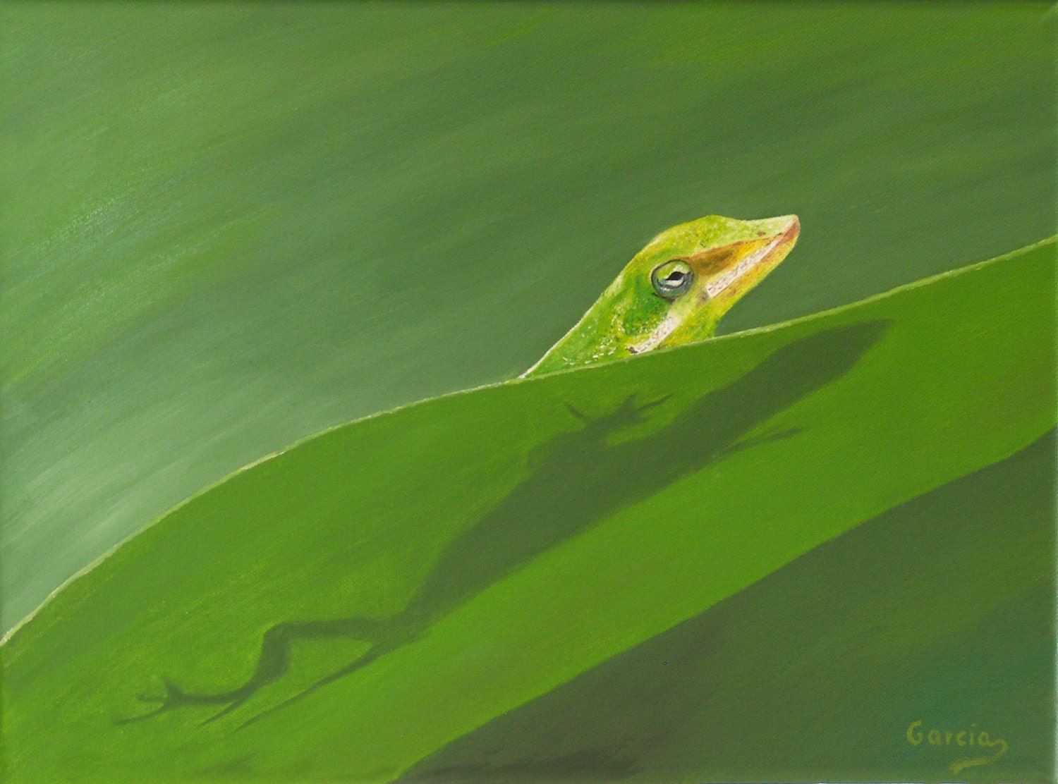 Anole Lizard Oil Painting (12" X 16") - Etsy