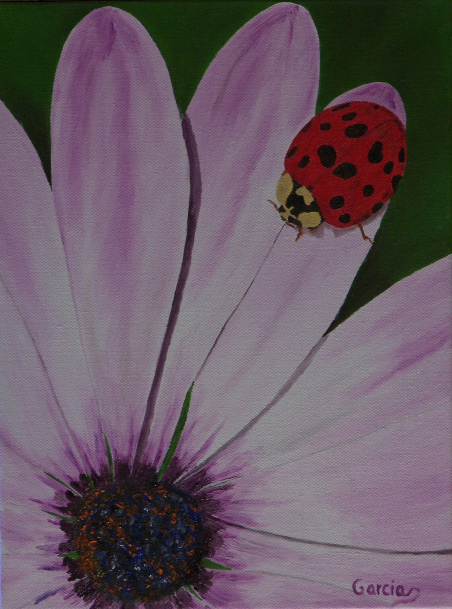 Ladybug Oil Painting, Ladybug, Original Oil Painting, Flower lady Loves ...