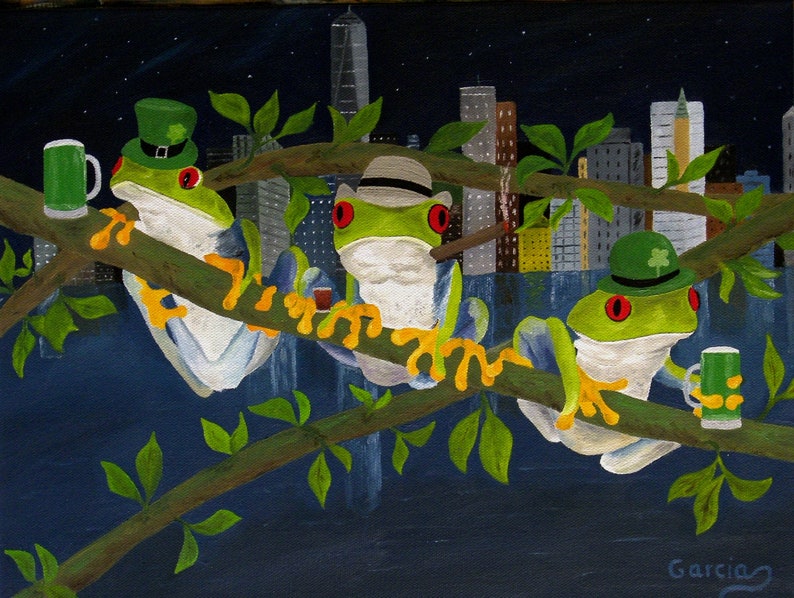 Frog Oil Painting Frogs Red Eyed Tree Frog Original Oil - Etsy