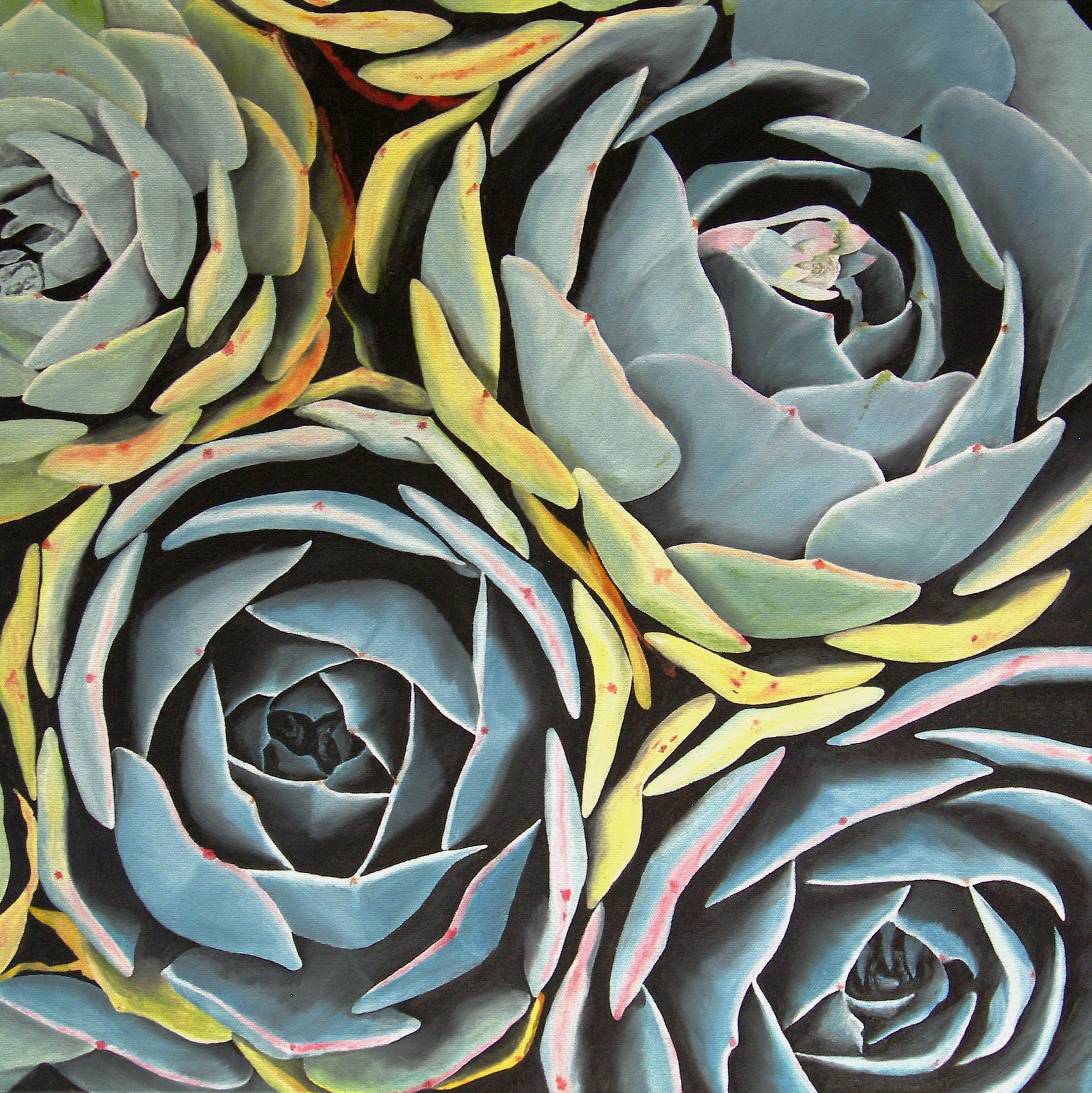 Succulent Oil Painting, Exotic Succulent Colors, Original Oil Painting ...