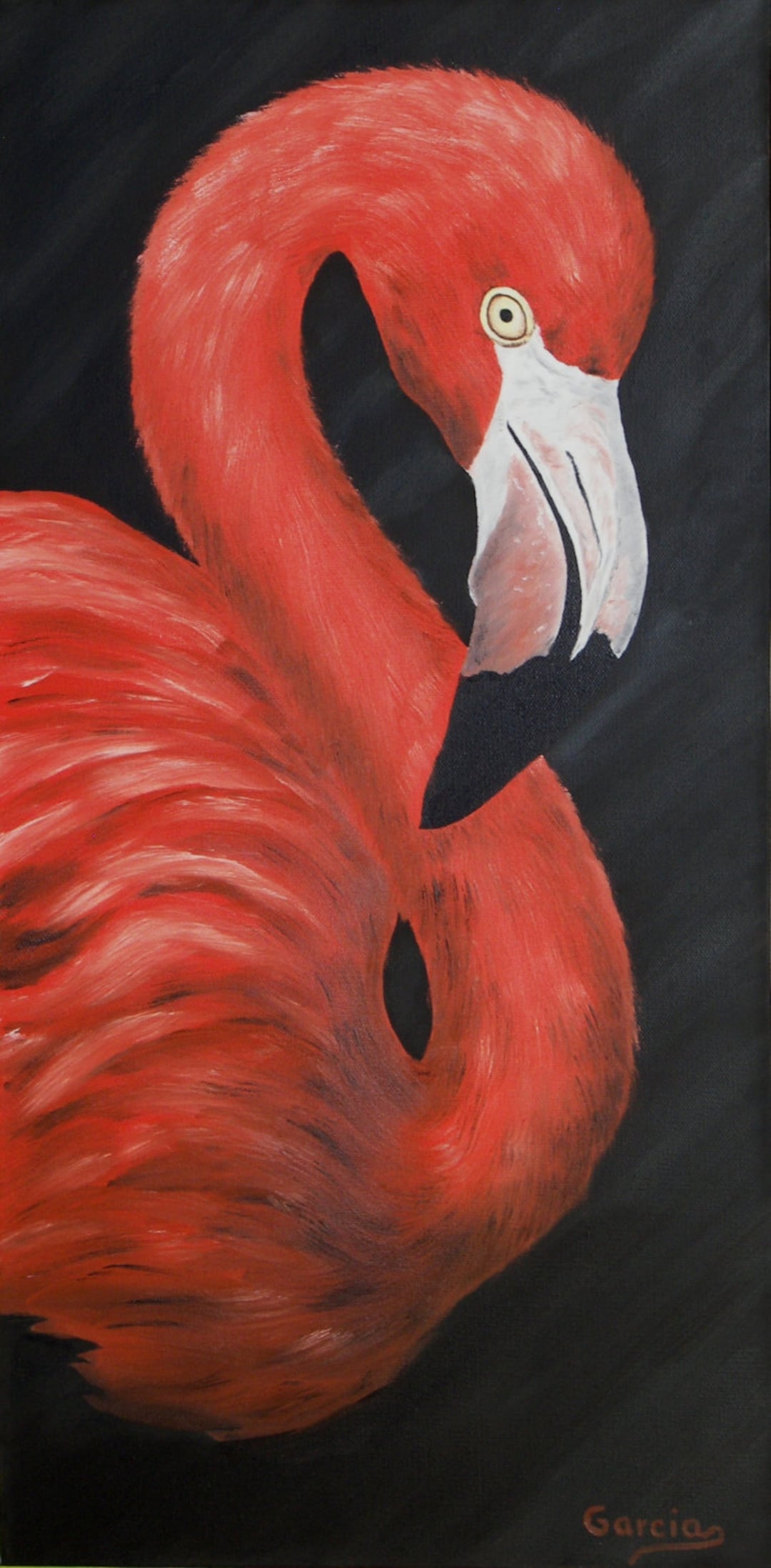 Flamingo Bird Oil Painting (12" X 24") - Etsy
