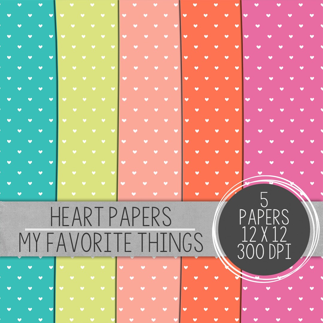 Hearts Paper, Digital Heart Paper, Digital Paper Pack, Bright Digital ...