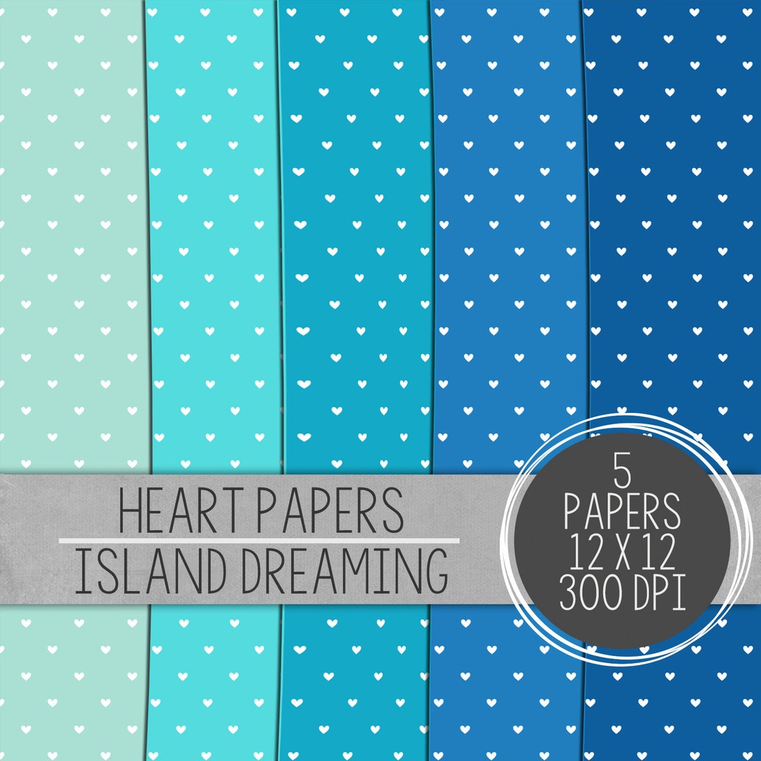 Blue Hearts Paper, Digital Heart Paper, Digital Paper Pack, Bright ...