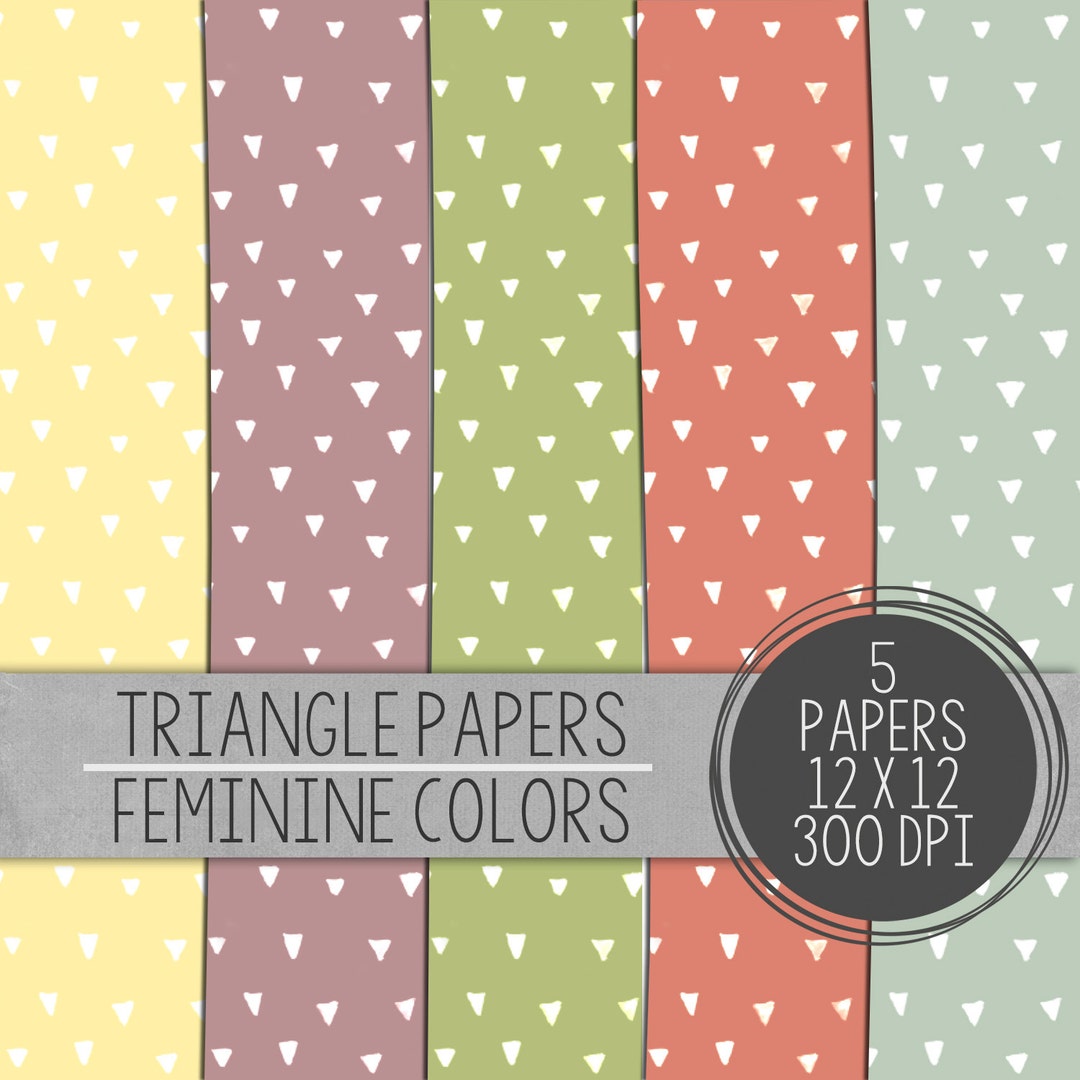 Feminine Digital Paper, Digital Triangle Paper, Triangle Paper Pack ...