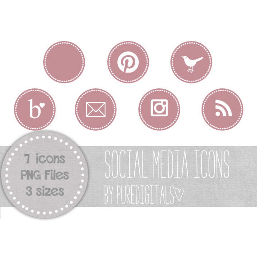 Purple Blog Buttons, Purple Social Media Icons, Cute Social Media ...